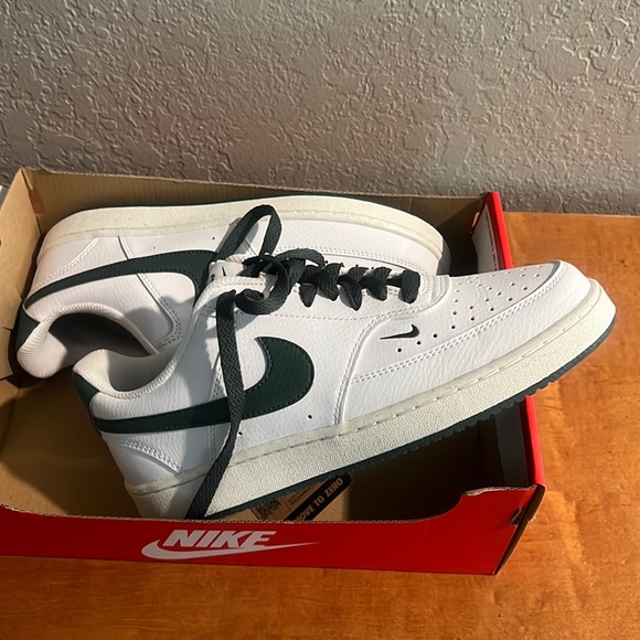 Nike | Shoes | Nib White With Vintage Green Swirl Nike Court Vision Sz ...